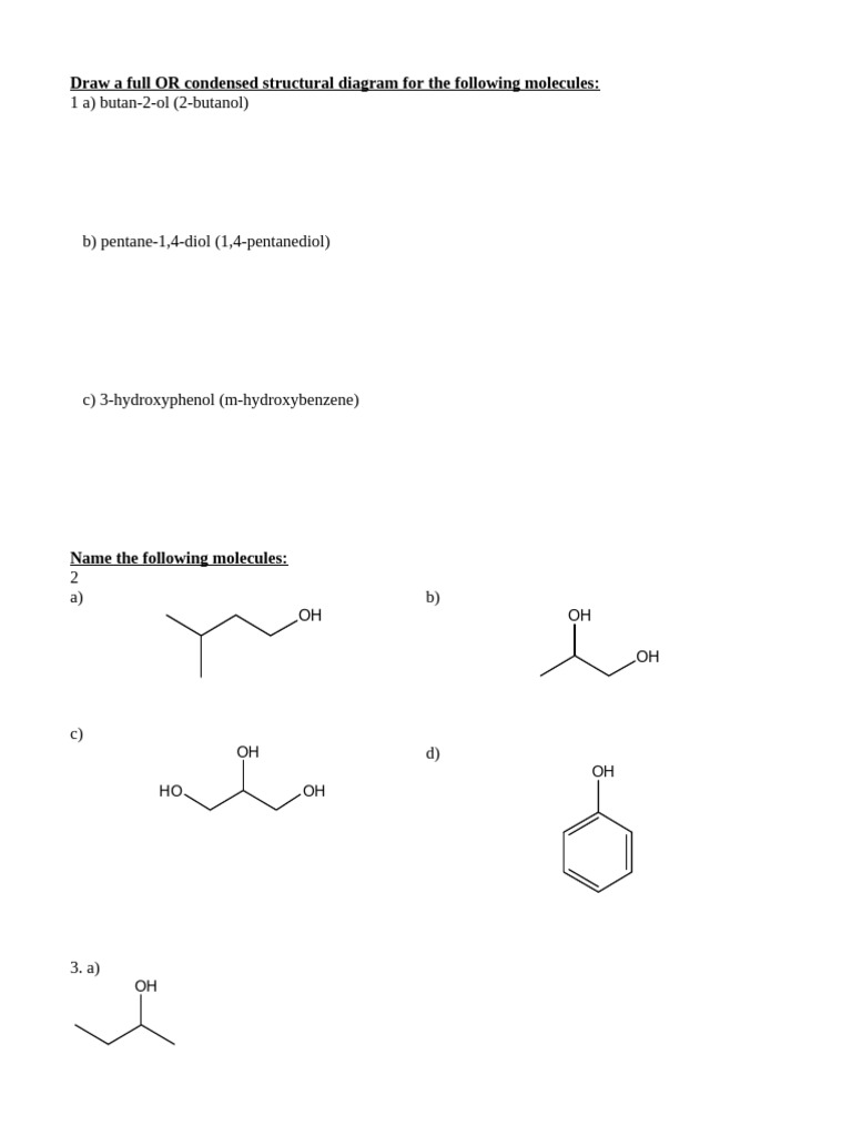 Alcohols and Ethers Worksheet | PDF | Ether | Organic Chemistry