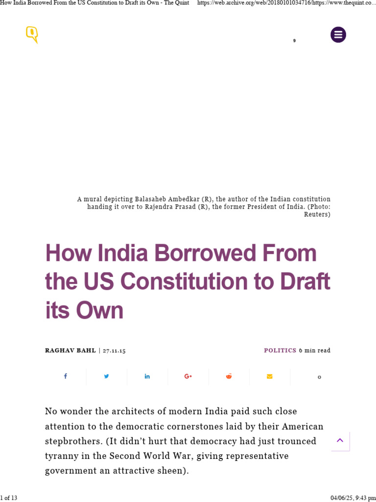 How India Borrowed From The US Constitution To Draft Its Own - The ...