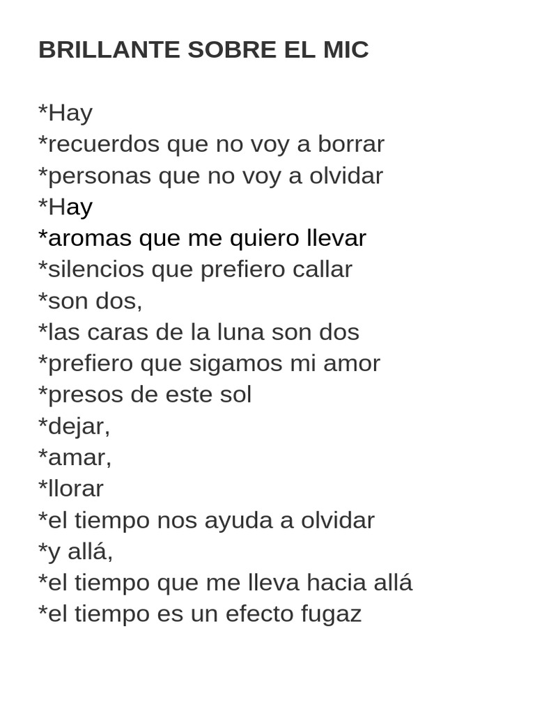 Brillante Sobre El Mic - Letra | PDF