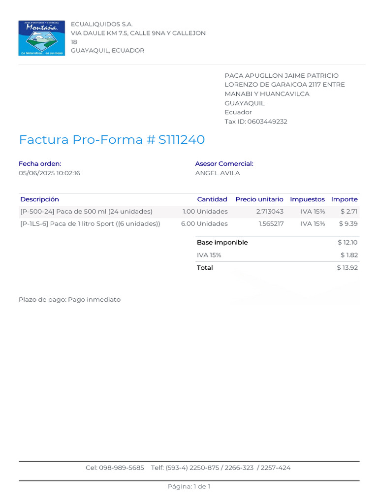 Ejemplo de PRO-FORMA | PDF