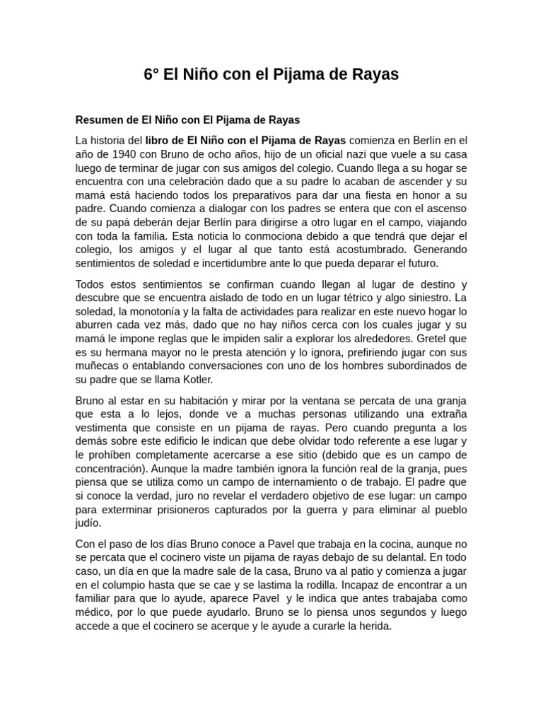 6 ° El Niño Con Pijama de Rayas | PDF