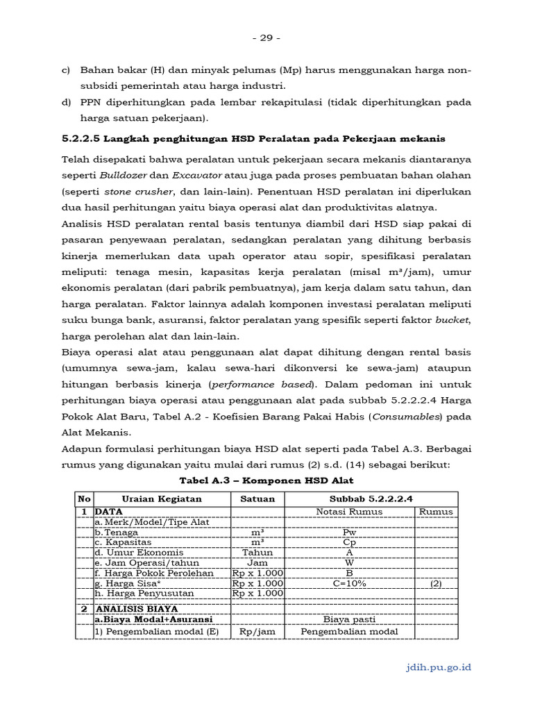 Langkah Perhitungan HSD Alat | PDF