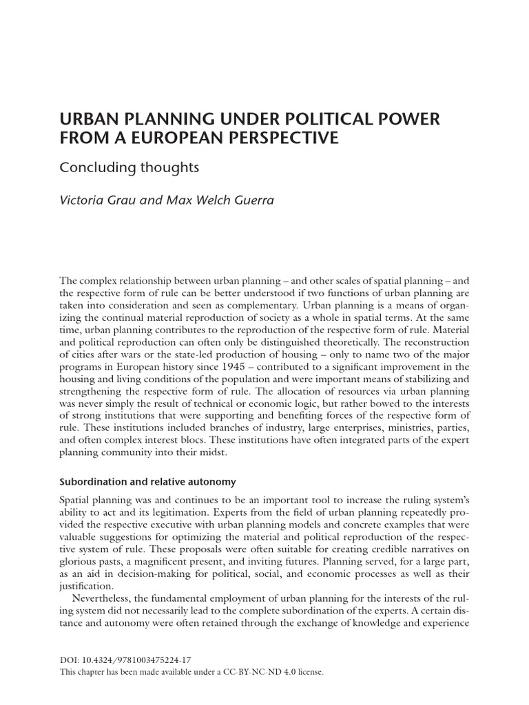 Urban planning under political power from a Europe | PDF ...