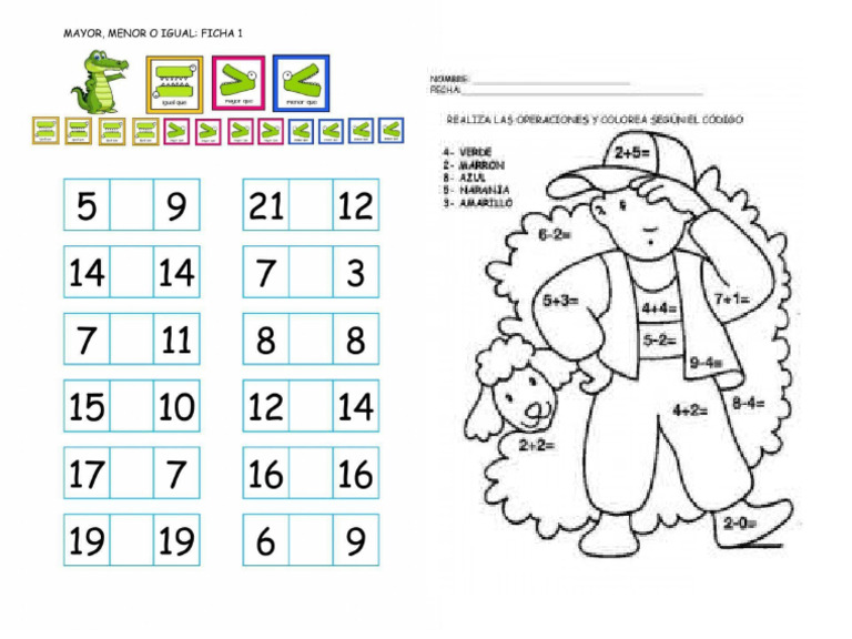 Sumas y Mayor Que, Menor Que e Igual | PDF