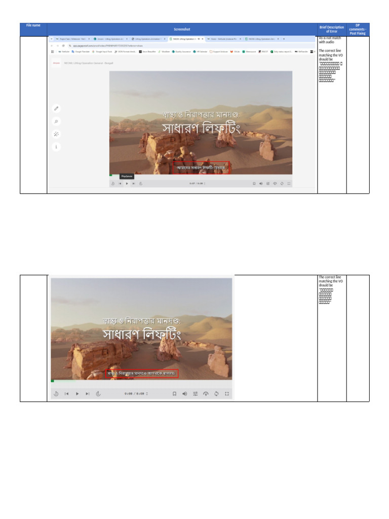 QA Report 34213 Lifting Operations Animation Translations BN | PDF