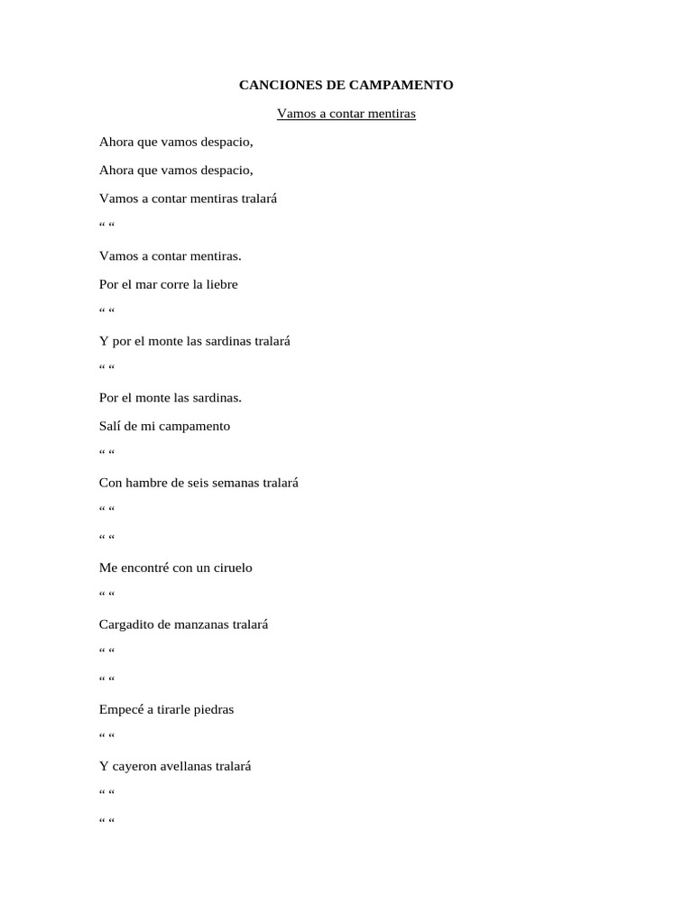 Canciones Y Juegos De Campamento Pdf Bailes Nido