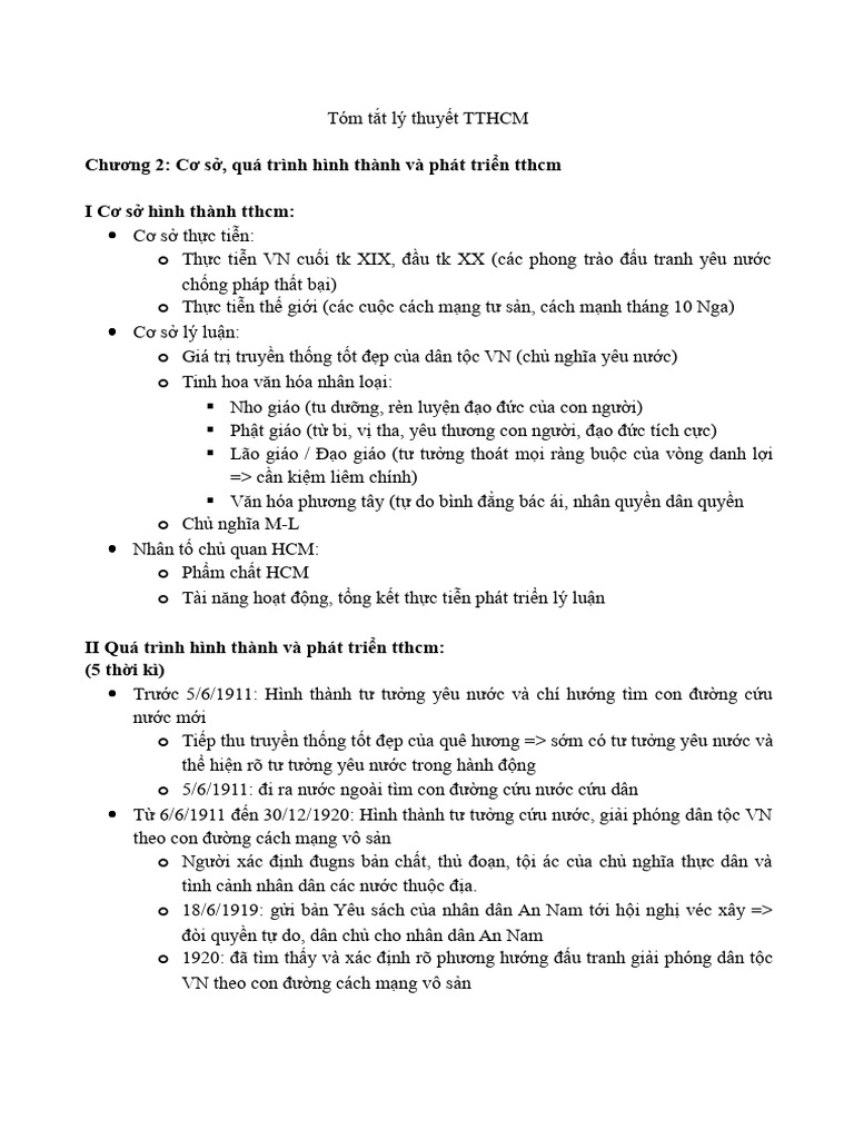 Tom Tat Ly Thuyet TTHCM Ban Tom Tat Giao Trinh Tu Tuong Ho Chi Minh Compress | PDF