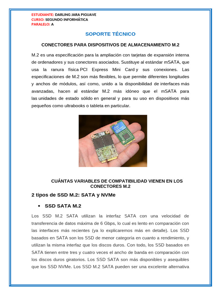 Conectores M.2 para SSD: Tipos y Usos | PDF