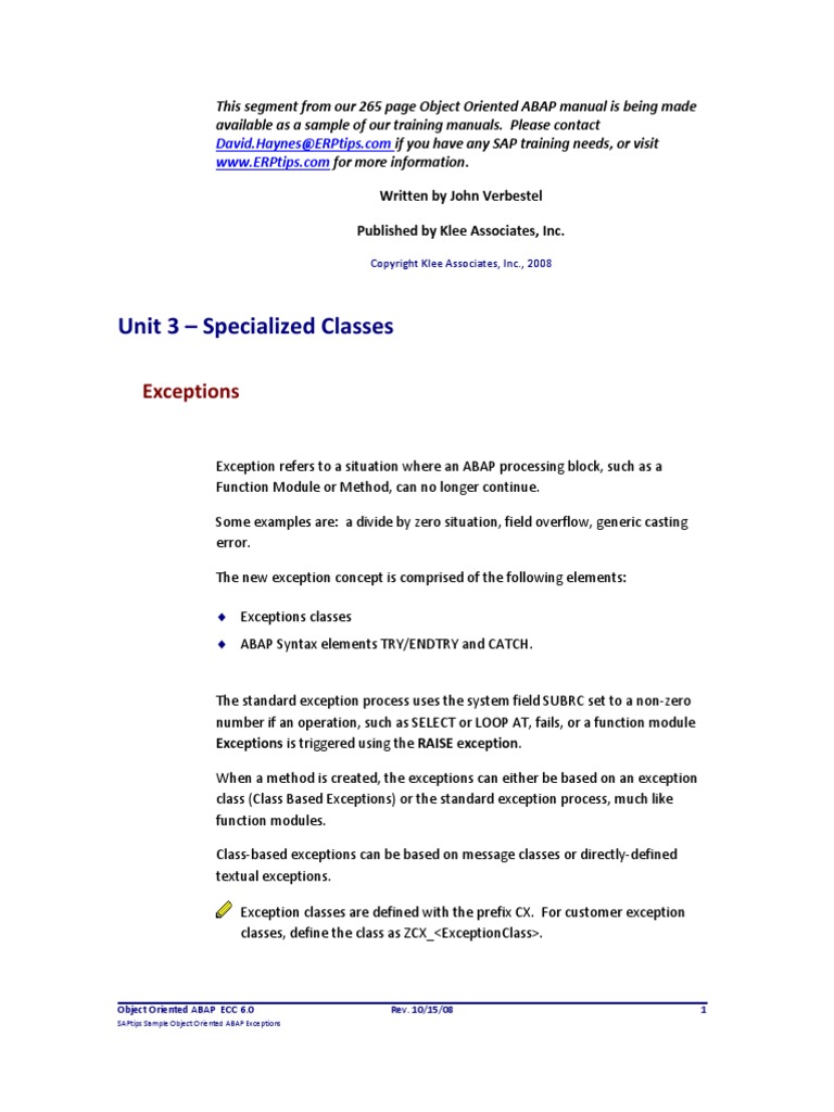Unit 3 Specialized Classes Exceptions Pdf Class Computer Programming Method Computer