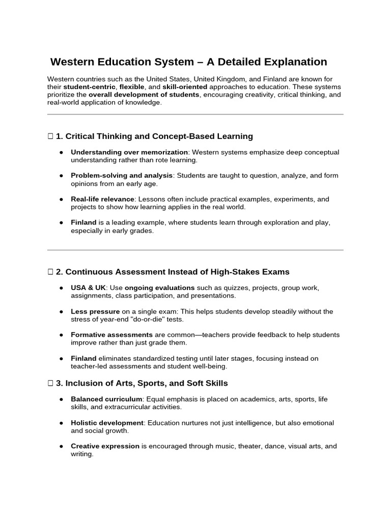 Characteristics of Western Education System | PDF | Curriculum | Learning