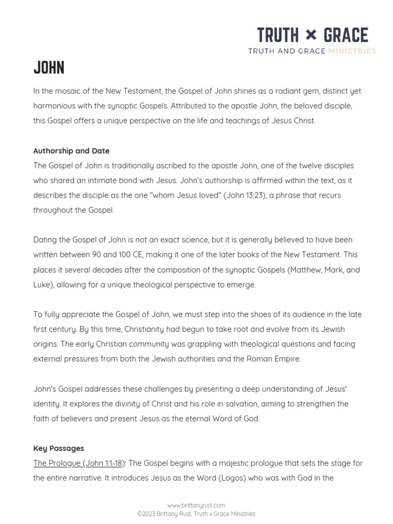 John+Summary+PDF+Download | PDF | Gospel Of John | Jesus