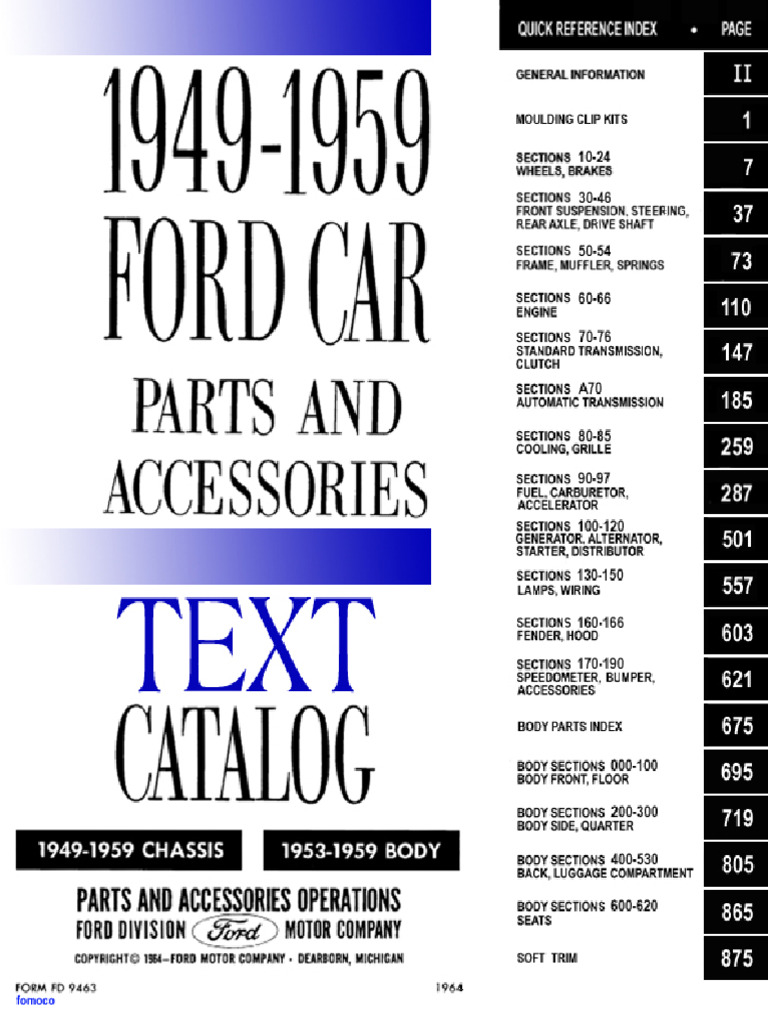 1959 Ford Thunderbird Parts Catalog | PDF | Luteinizing Hormone | Screw