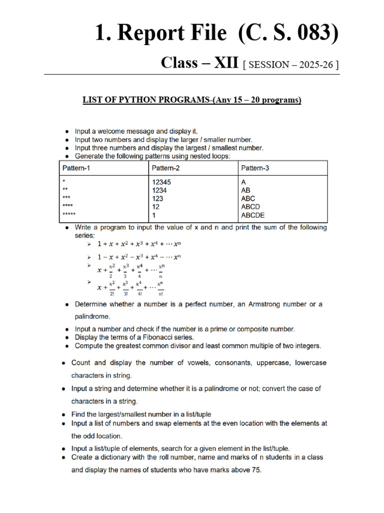 XII CS Report & Project File | PDF | Databases | Computing