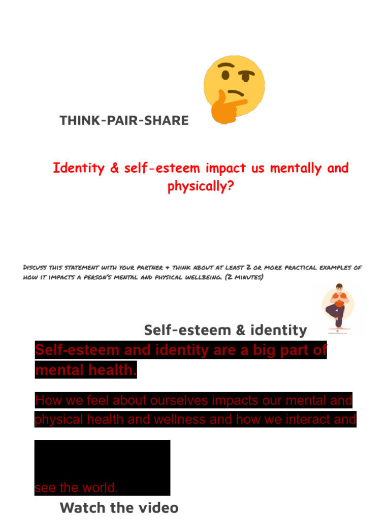 Identity & Self Esteem | PDF | Self Esteem | Identity (Social Science)