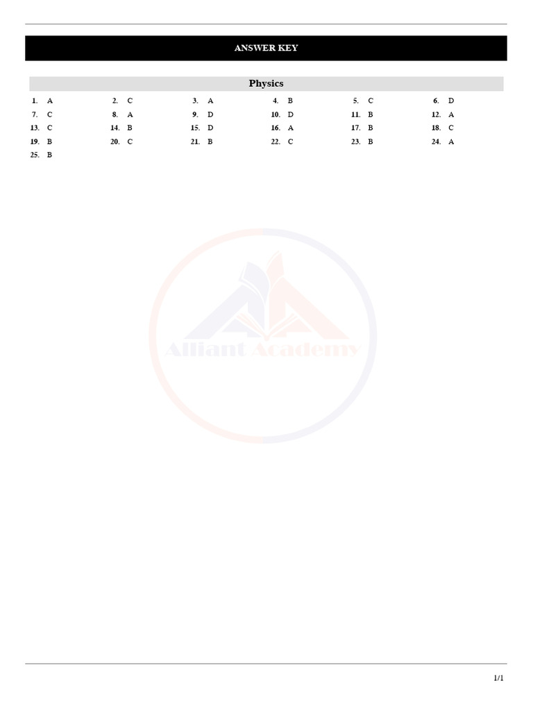 11th Physics Answer Key 2025 | PDF