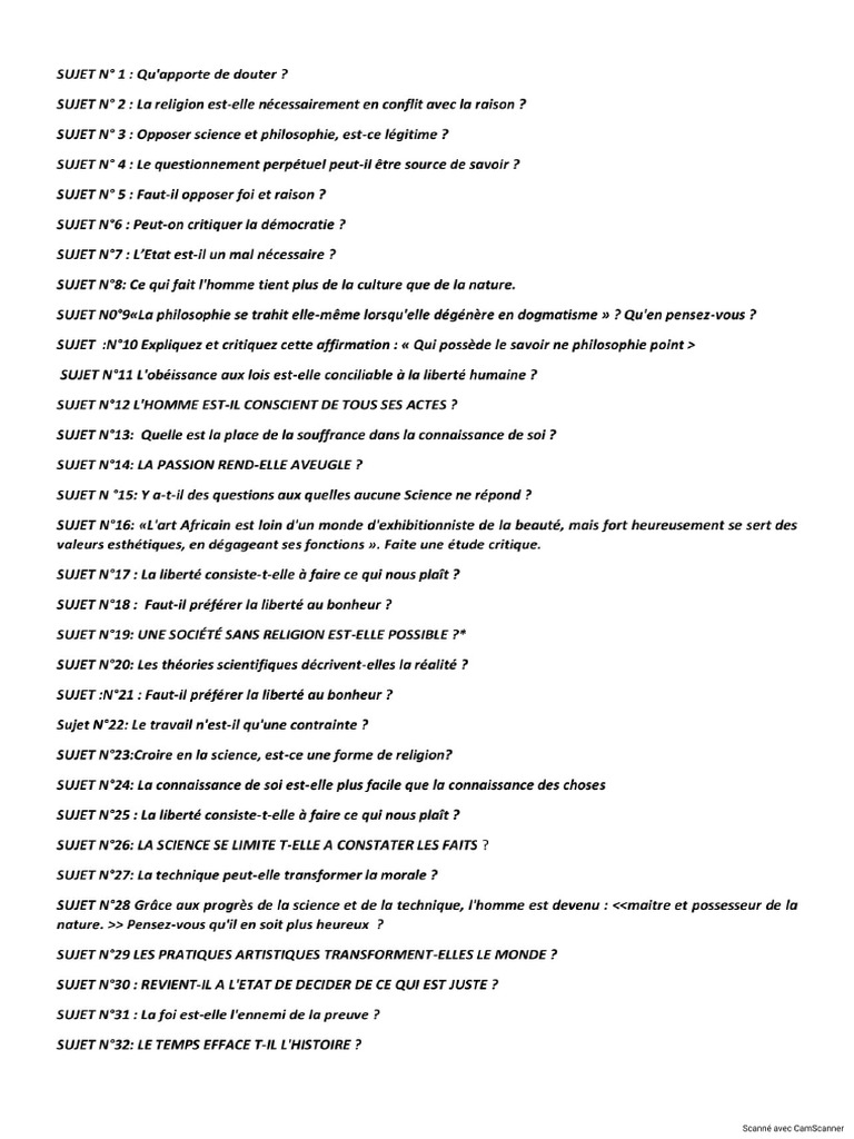 50 Sujets Corrigés en Philosophie - 1 | PDF