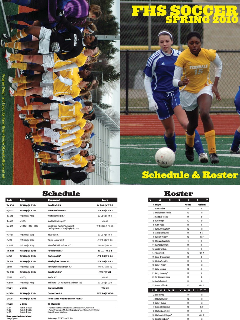 FHS Soccer Spring 2010 Schedule | PDF | Sports