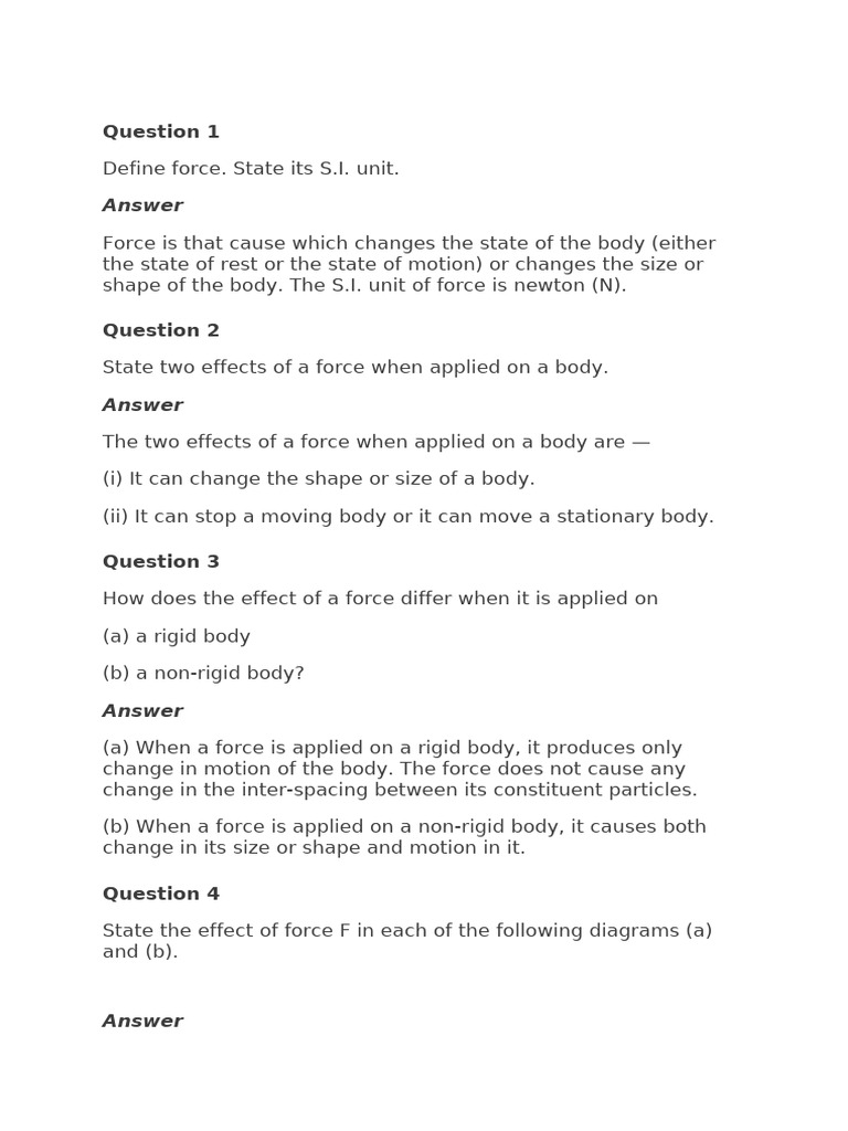 Class-8 (Ch-3 Physics QA) | PDF | Pressure | Torque