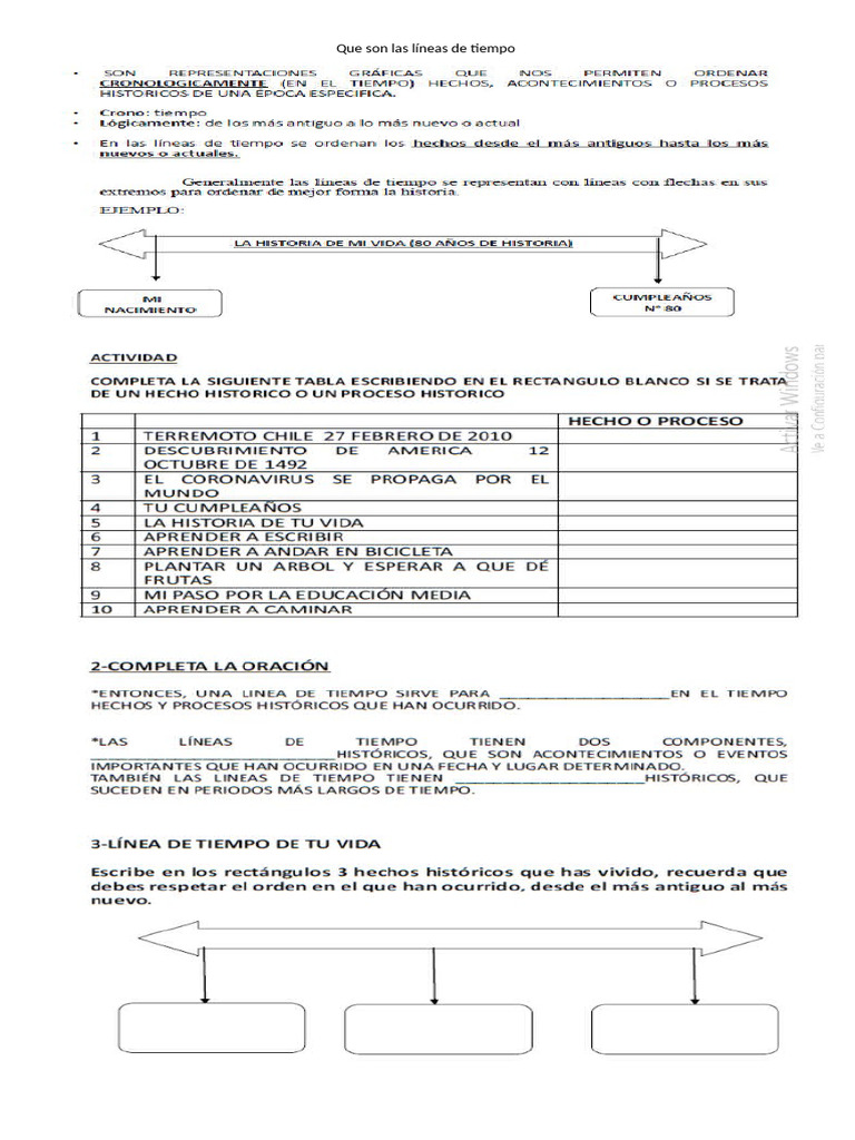 Que Son Las Líneas de Tiempo - Docx Sociales 5a | PDF