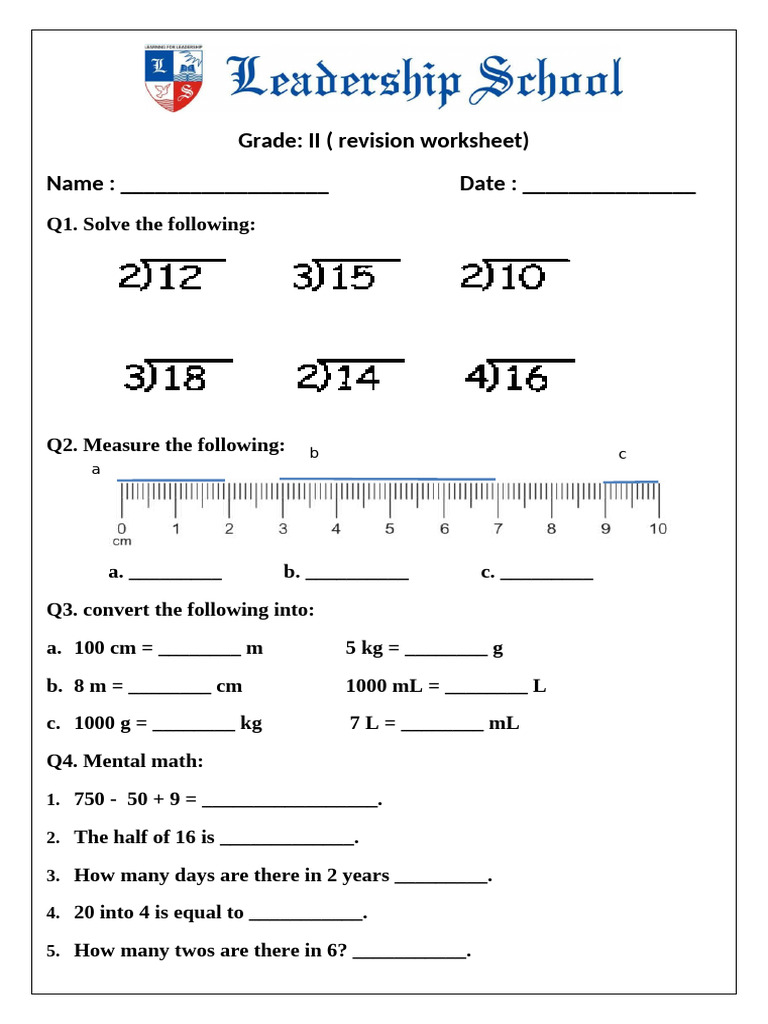maths revision worksheet | PDF