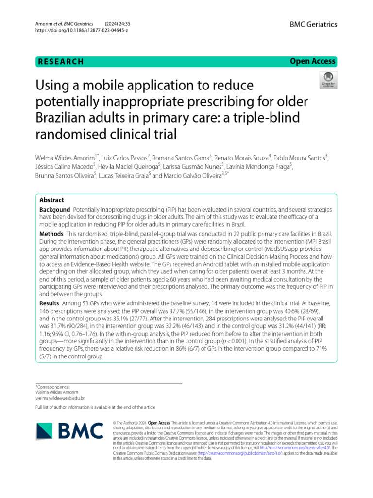 Using A Mobile Application To Reduce Potentially Inappropriate Prescribing For Older Brazilian ...