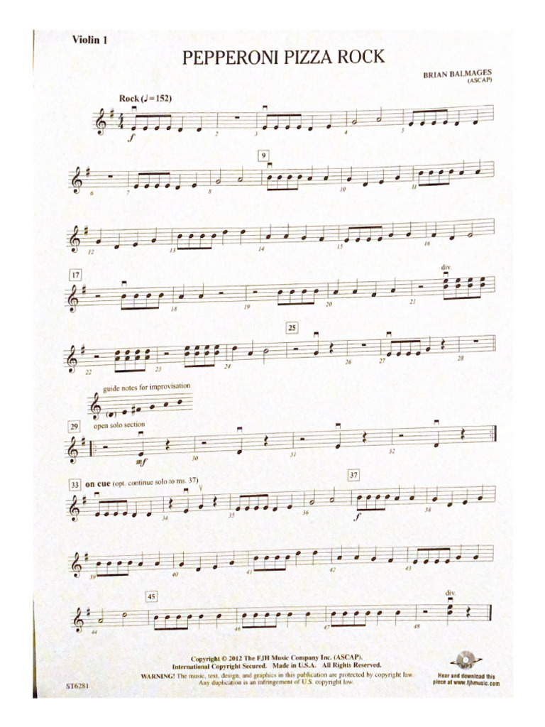Pepperoni Pizza Rock-Violin 1-1 | PDF