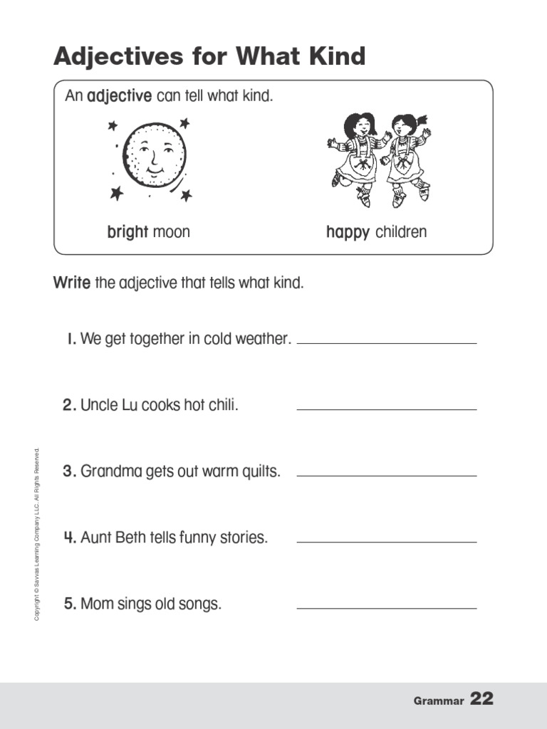 Grammar 22 Adjectives For What Kind | PDF