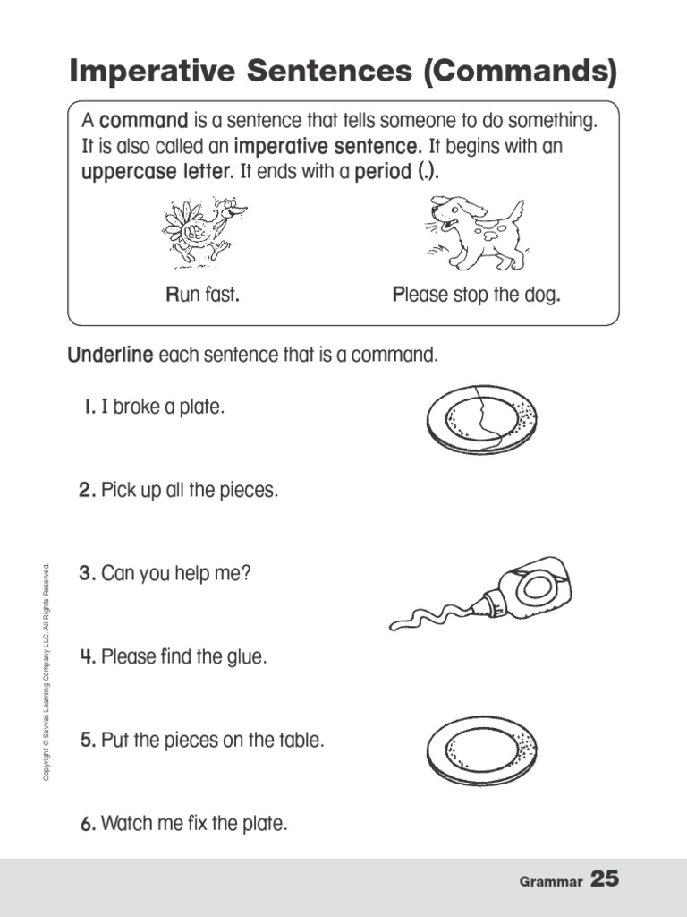 Grammar 25 Imperative Sentences (Commands) | PDF