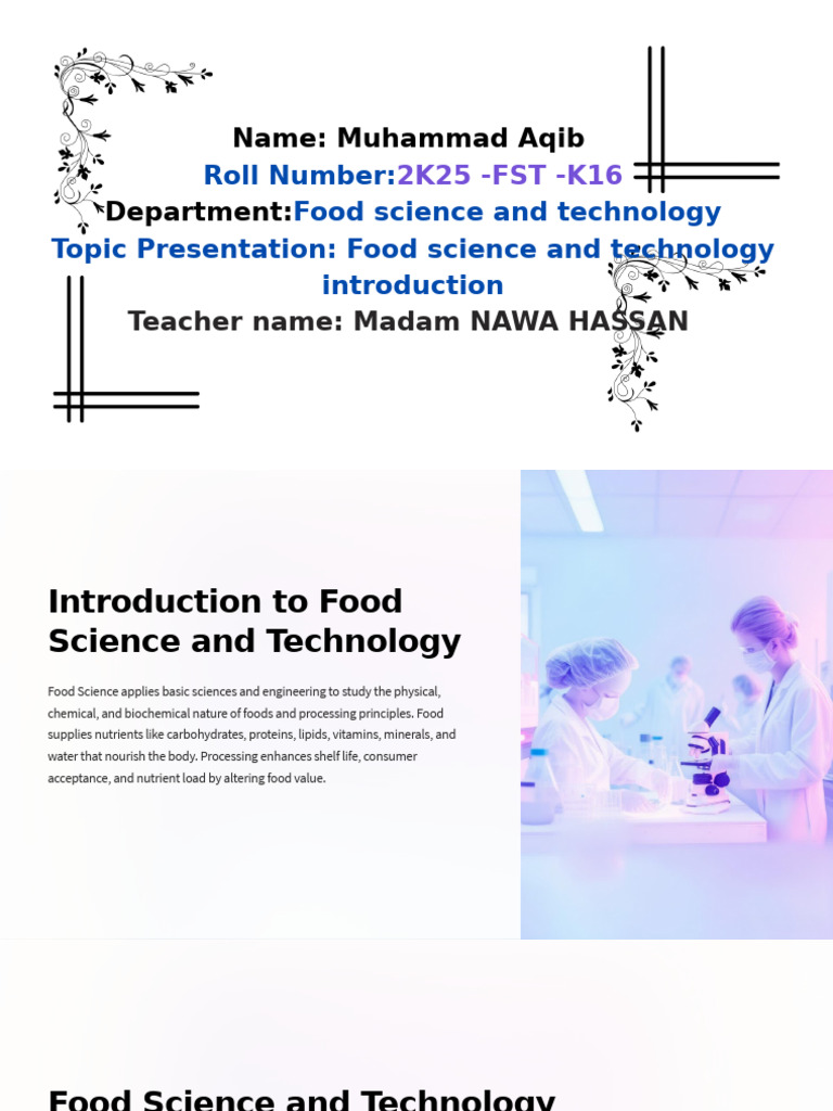 Introduction To Food Science and Technology | PDF | Food Science | Foods