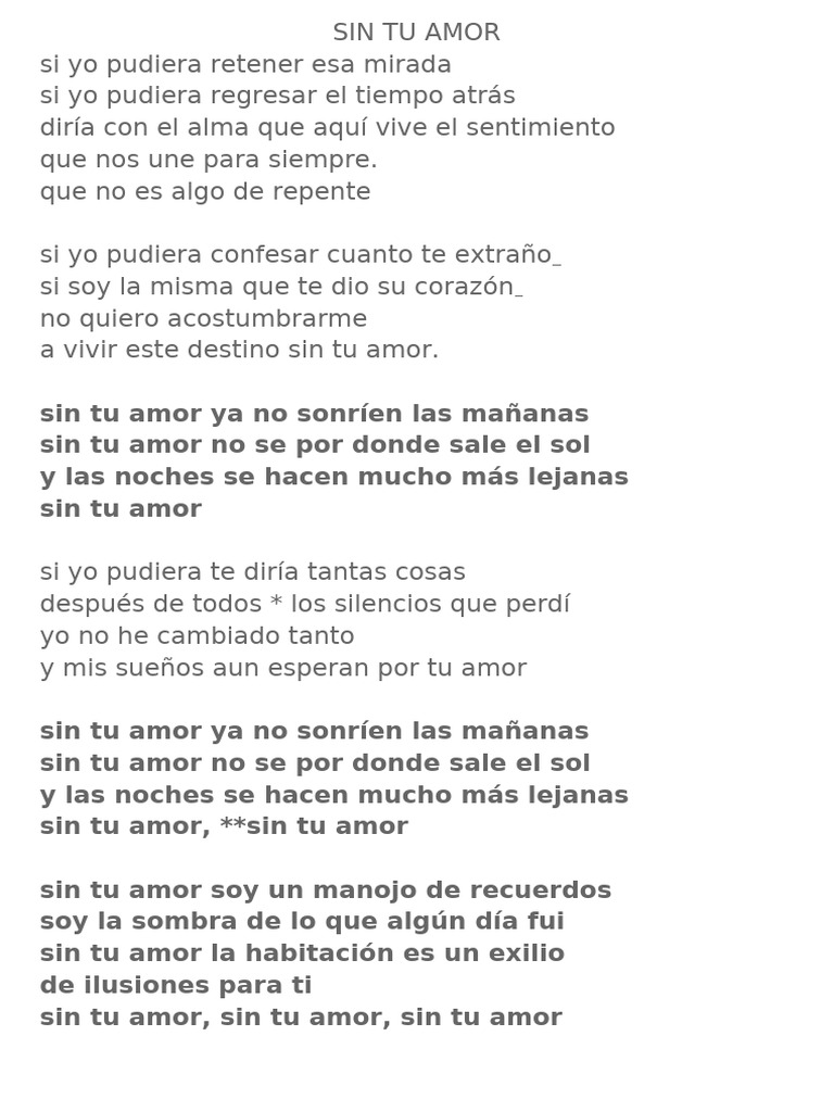Sin Tu Amor: Poema de Desamor | PDF