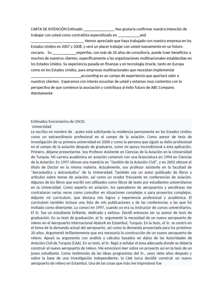 Carta de Intención Estimado | PDF