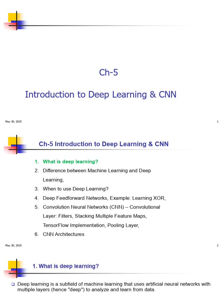 Introduction to Deep Learning CNN | PDF | Deep Learning | Machine Learning