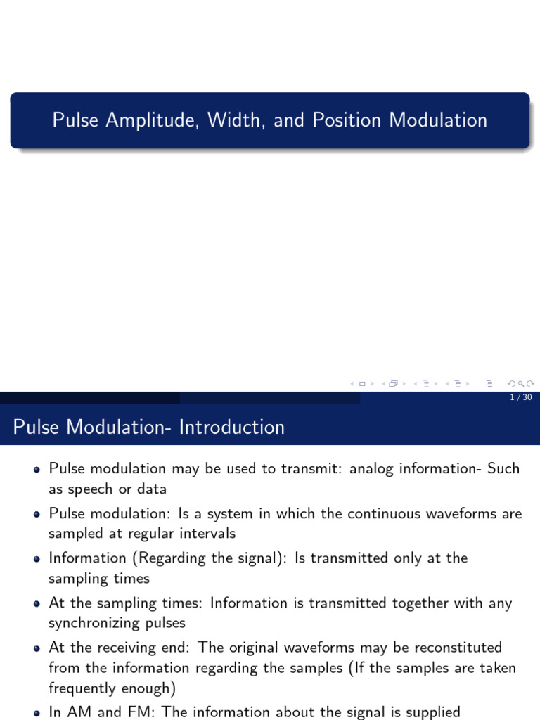 Pulse Amplitude Pulse Width And Pulse Position Modulation Pdf