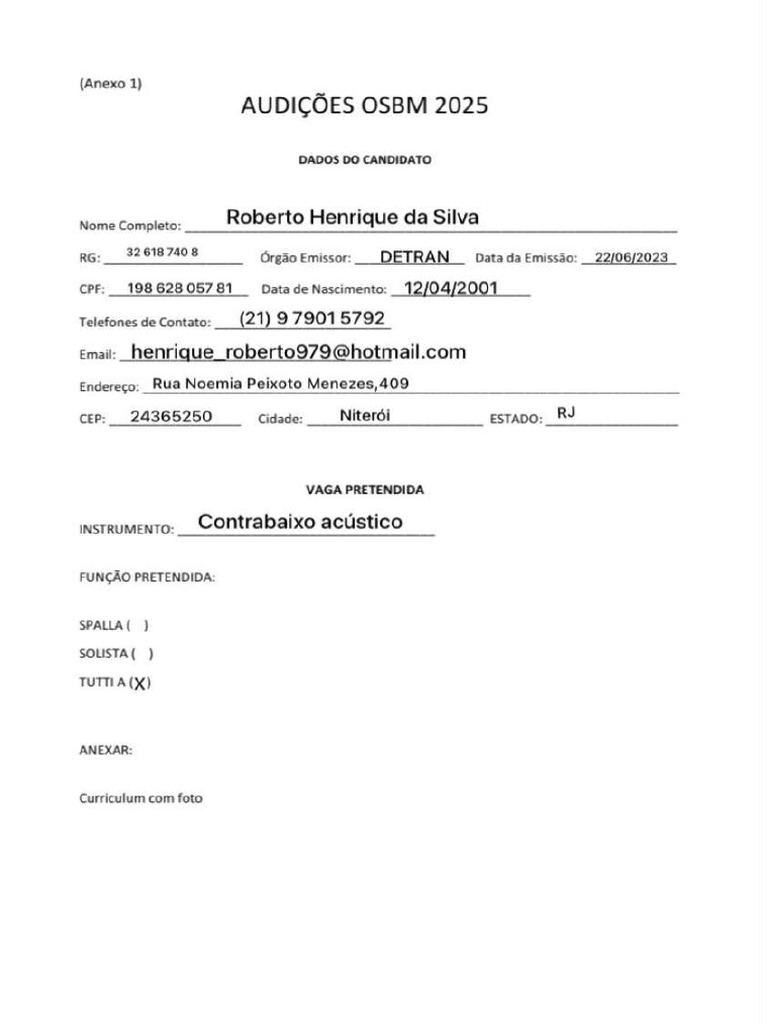 Audições OSBM 2025 | PDF
