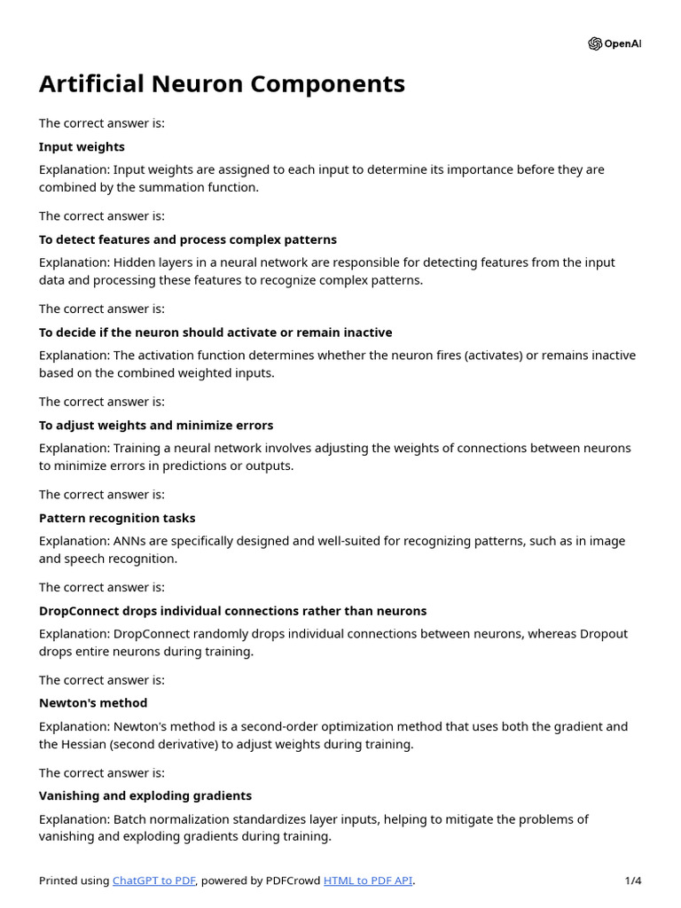 Artificial Neuron Components | PDF | Computational Science | Cognition