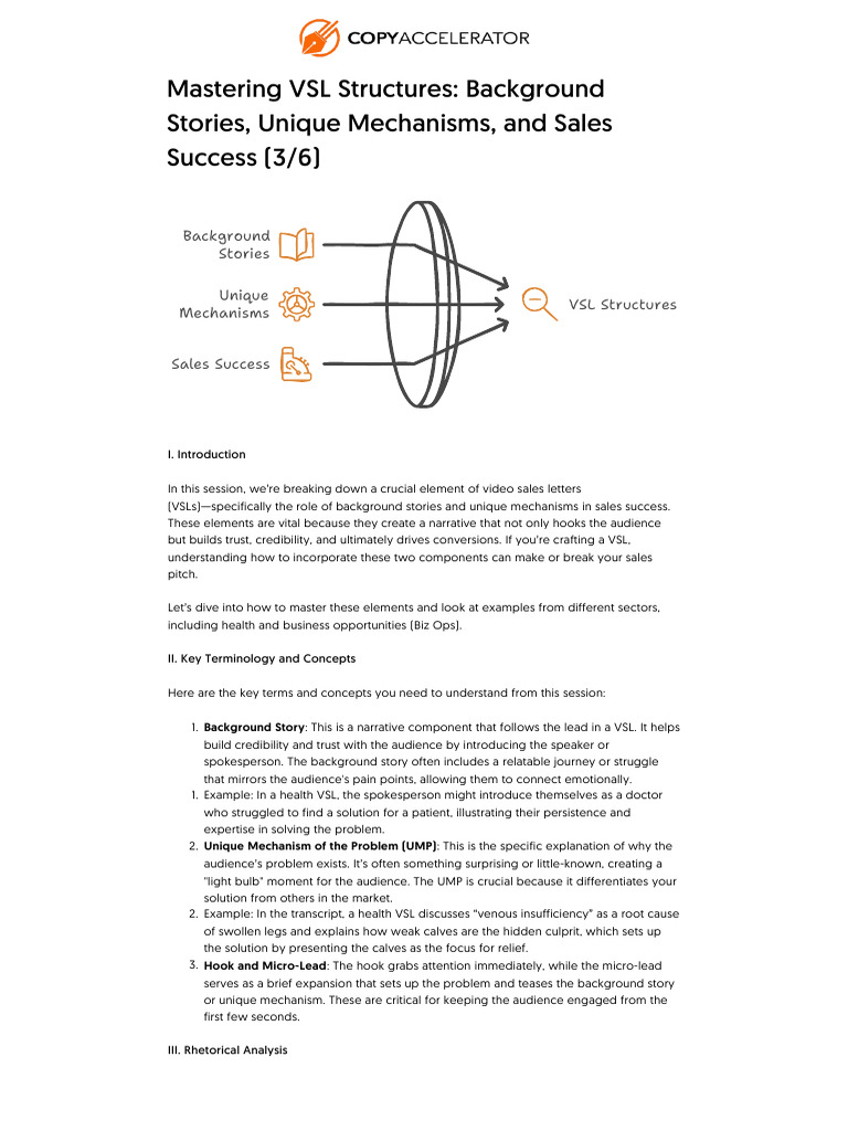 Mastering VSL Structures - Background Stories, Unique Mechanisms, and Sales Success (3 - 6 ...