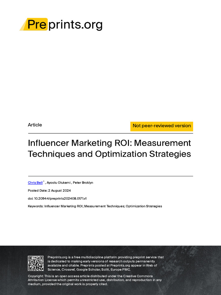 Measuring Influencer Marketing ROI | PDF | Brand | Marketing