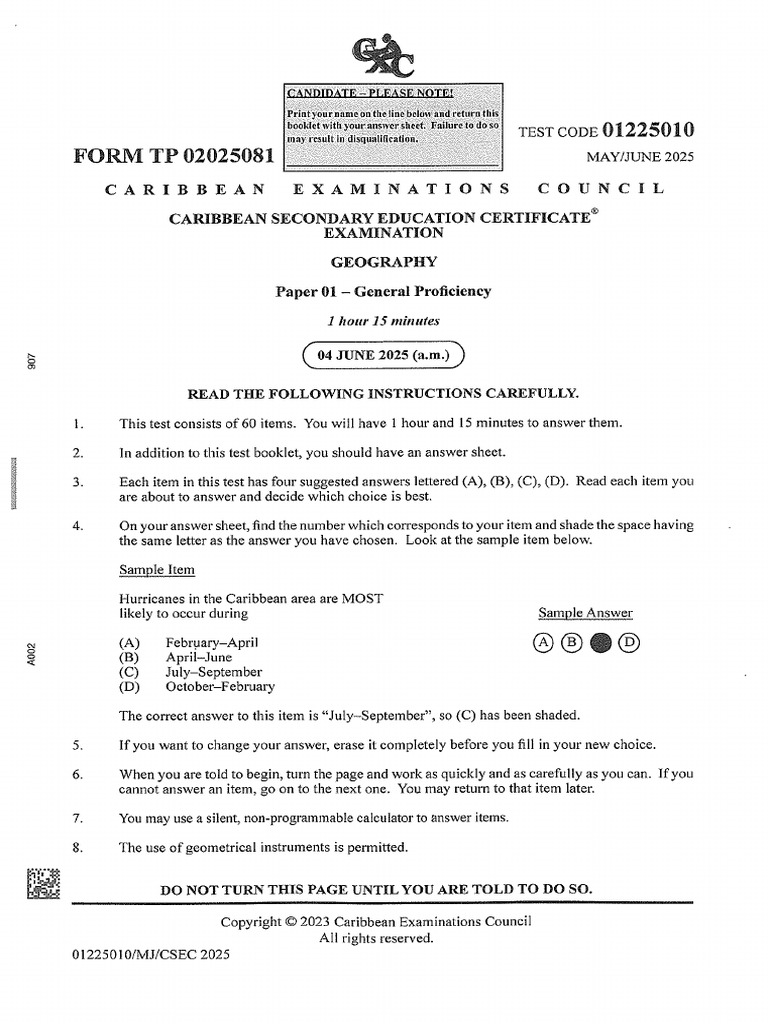 Geo Paper 1 2025 | PDF