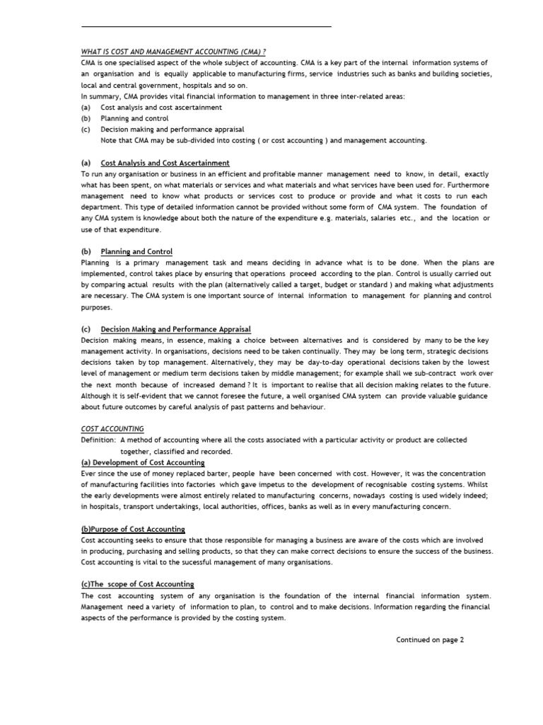 CMA As 01 - Introduction To CMA PDF | PDF | Management Accounting ...