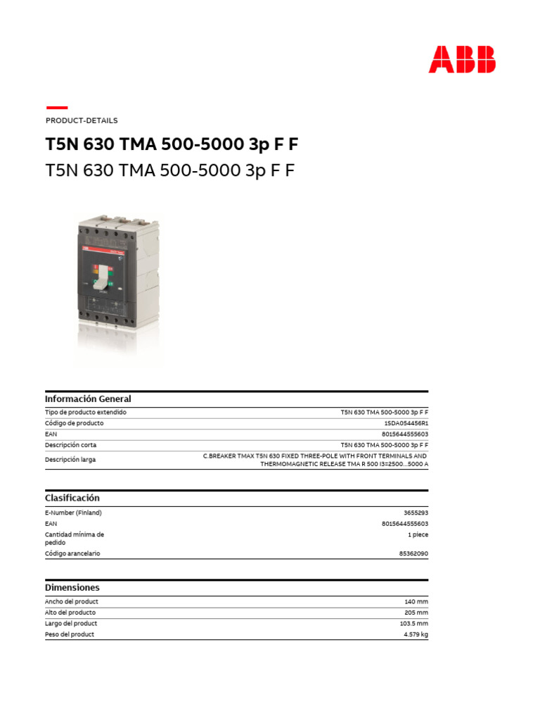 1SDA054456R1 t5n 630 Tma 500 5000 3p F F | PDF | Electronics ...