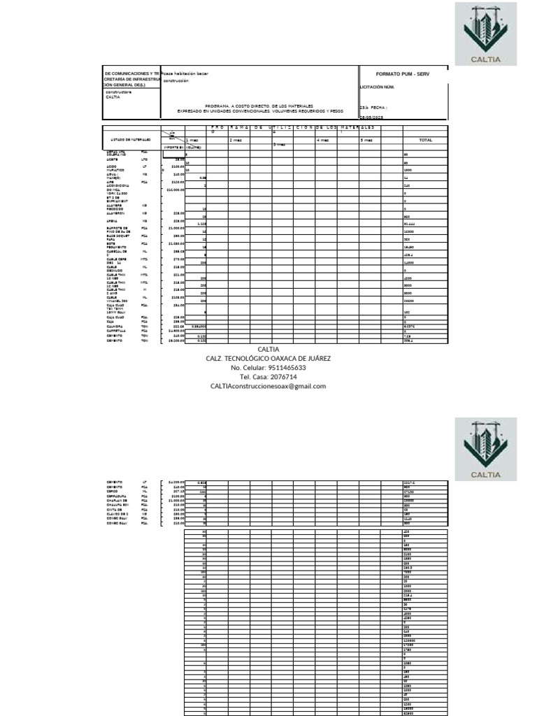 Calculo de Pum | PDF