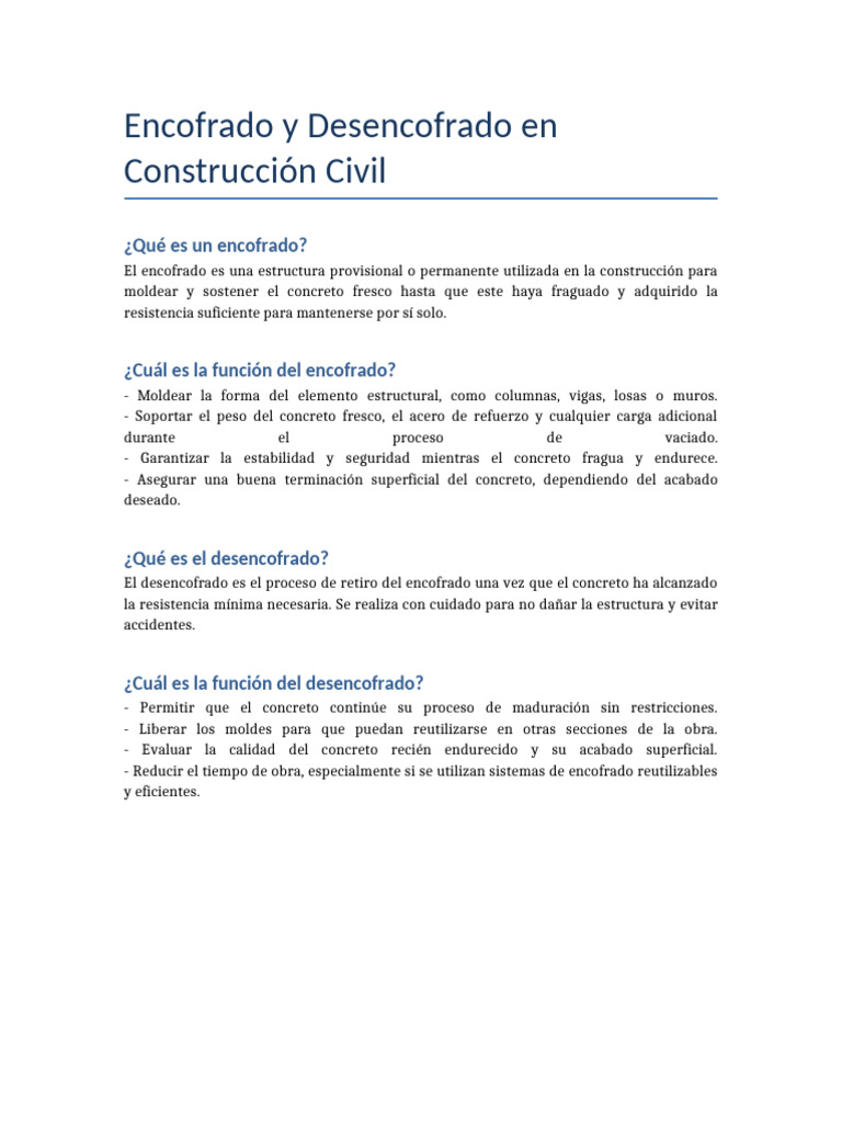 Encofrado y Desencofrado Gonza | PDF | Hormigón | Ingeniería mecánica