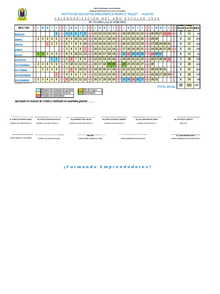 Calendarización Año Academico - 2024 | PDF
