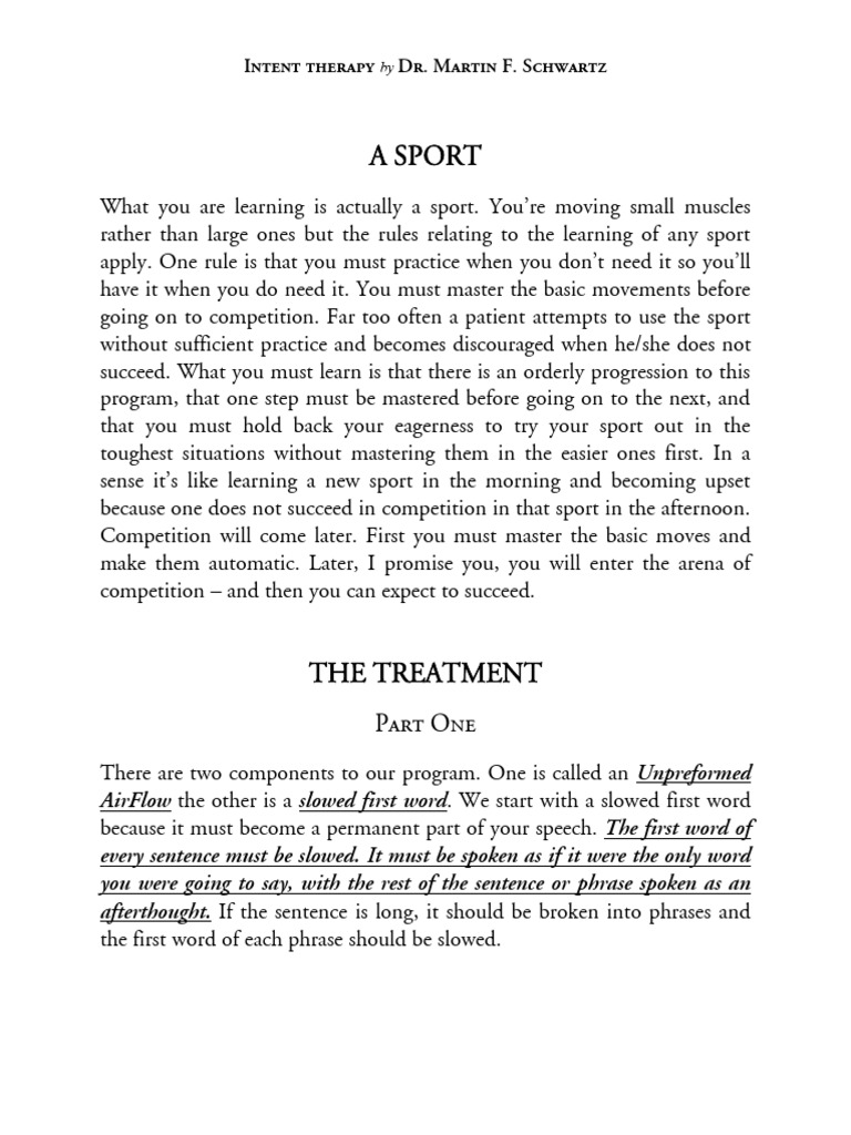 Intent Therapy Key Points | PDF | Stuttering