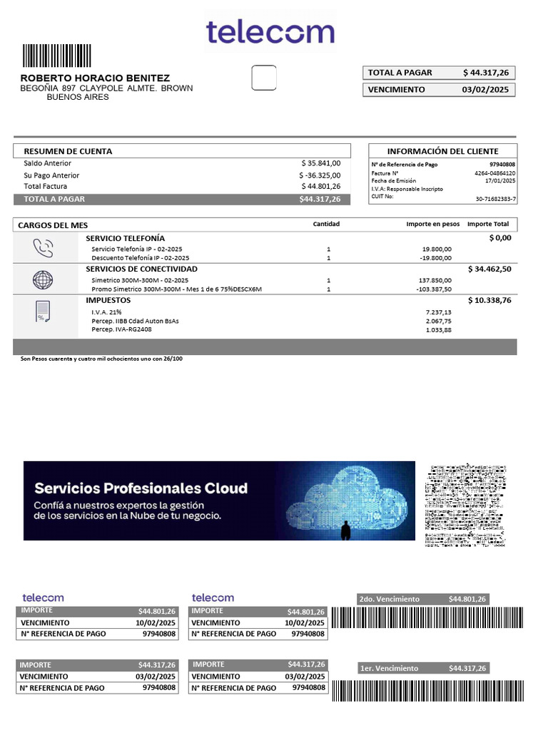 Telecom Factura Roberto | PDF