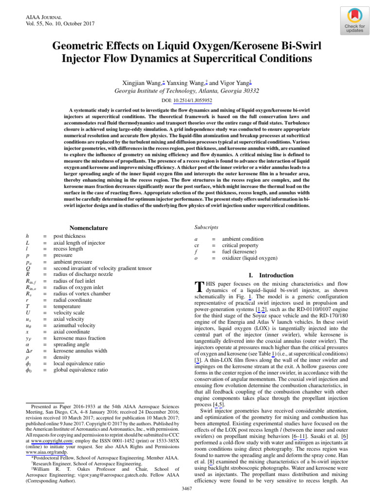 Supercritical Bi-Swirl Injector Dynamics | PDF | Fluid Dynamics ...