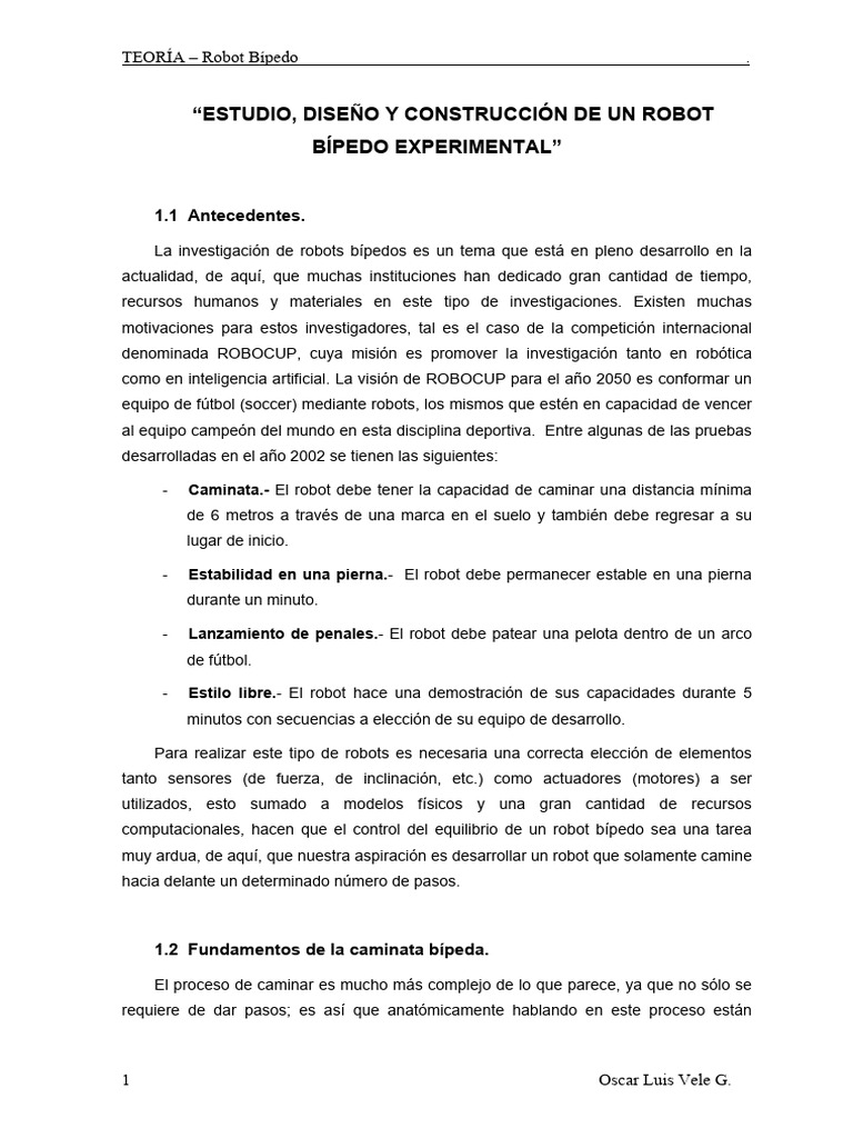 Diseño y Simulación de Robot Bípedo | PDF | Robot | Robótica