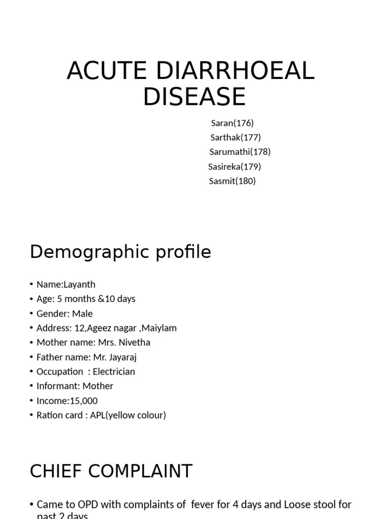Acute Diarrhoeal Disease Case Study | PDF | Diarrhea | Breastfeeding