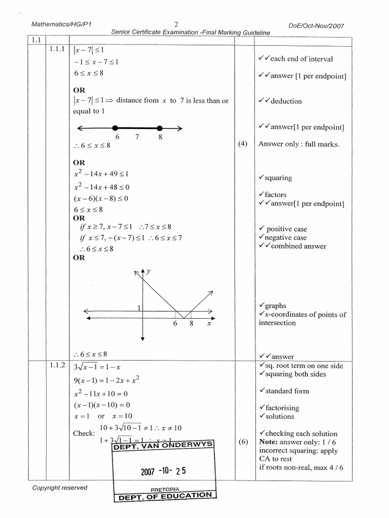 Mathematics P 1 HG Memo | PDF
