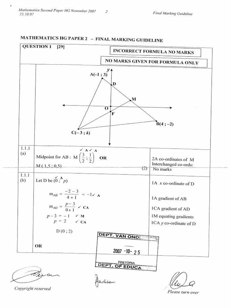 Mathematics P 2 HG Memo | PDF